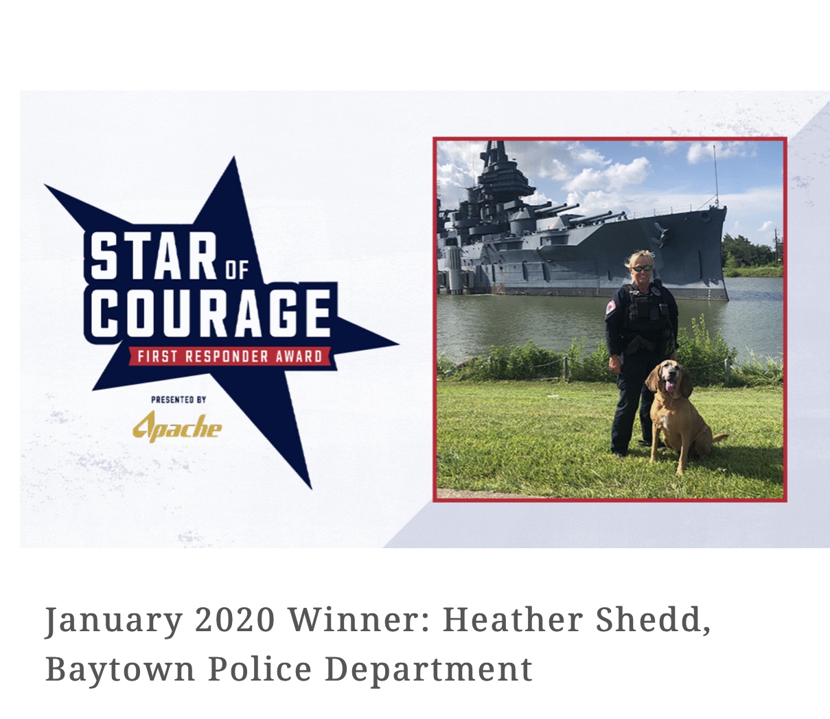 Award Recognition - Heather Shedd - Baytown Municipal Police Association
